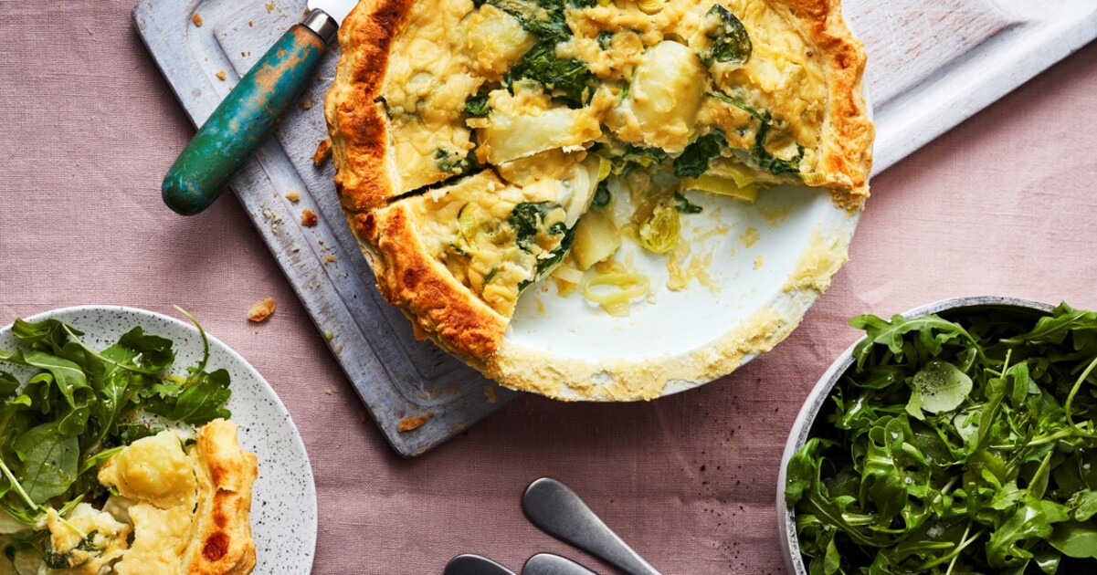 Vegan British Homity Pie With Potatoes and Cashew Cream | VegNews