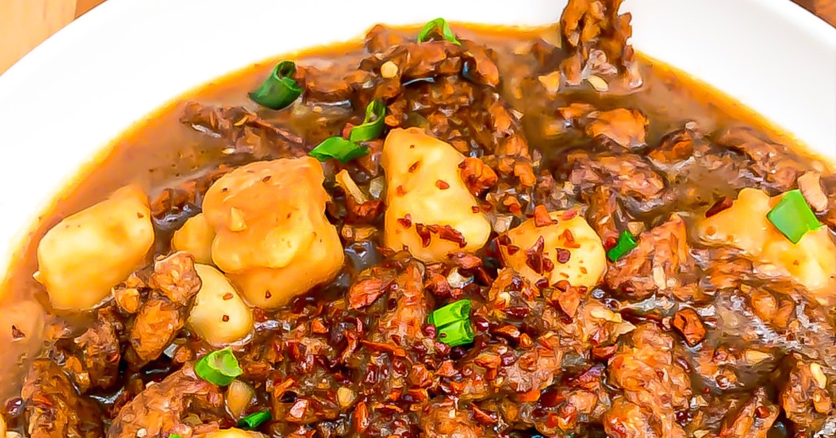 Vegan Filipinx Adobo With Tangy Soy Curls and Potatoes | VegNews