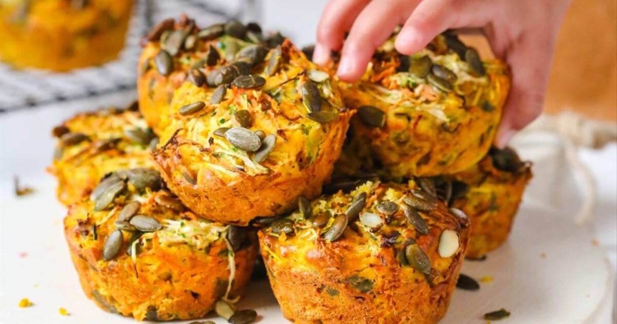 Savory Vegan Cheesy Zucchini and Carrot Muffins | VegNews